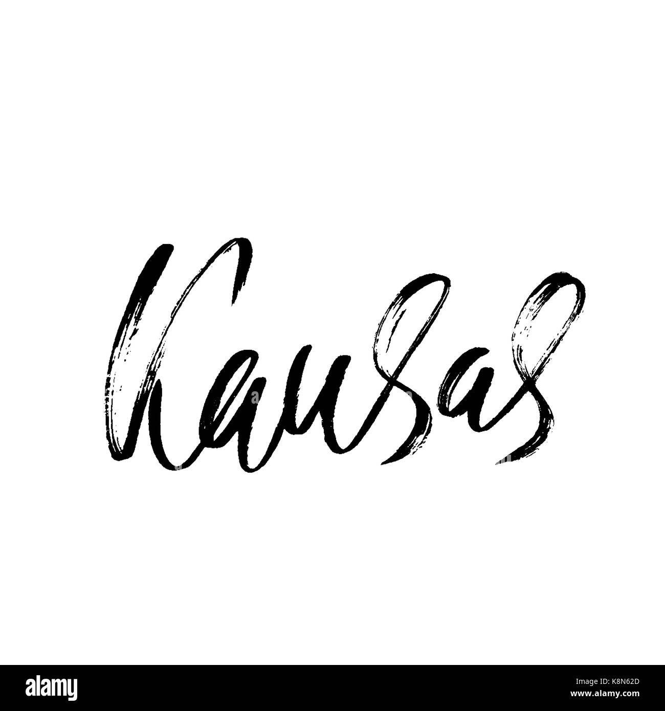 Kansas. Modern dry brush lettering. Retro typography print. Vector ...