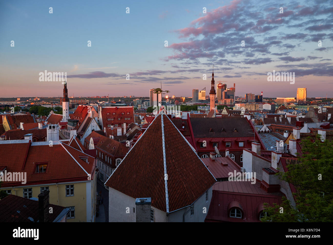 View of the old town in Tallinn, Estonia during sunset Stock Photo - Alamy