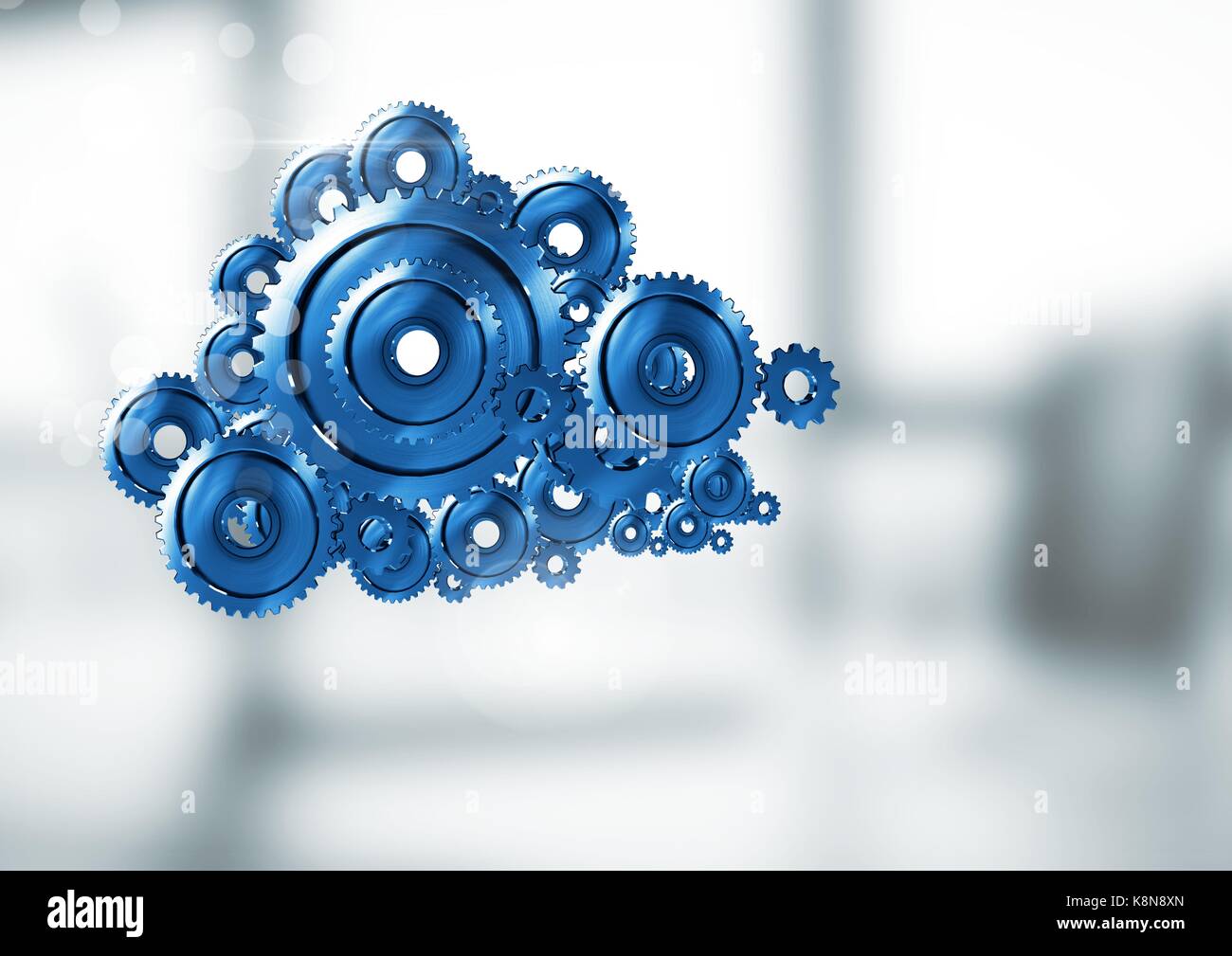 Digital composite of cog gears cloud with bright background Stock Photo ...