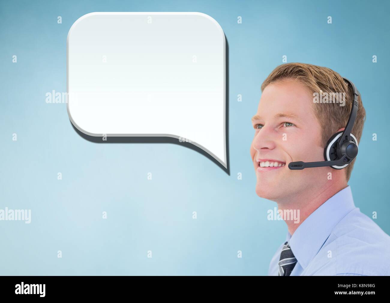 Digital composite of Customer care service man with chat bubble Stock ...
