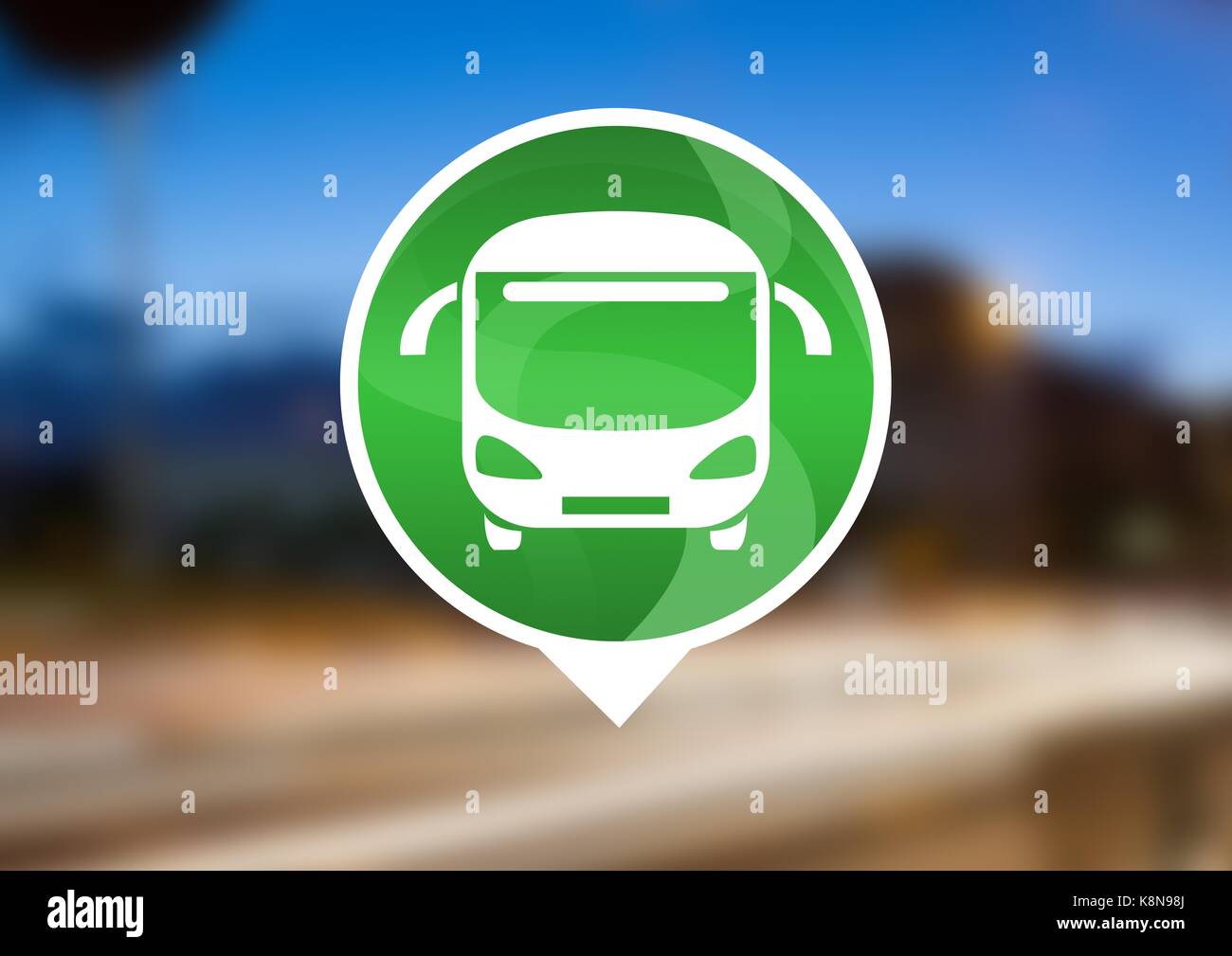 Digital composite of bus icon by road Stock Photo - Alamy
