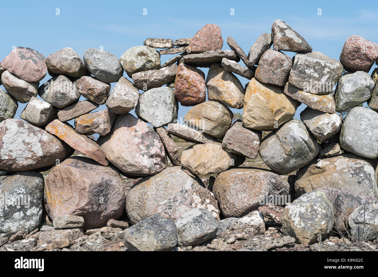 Detail of an old dry stone wall at the swedish island Oland Stock Photo ...