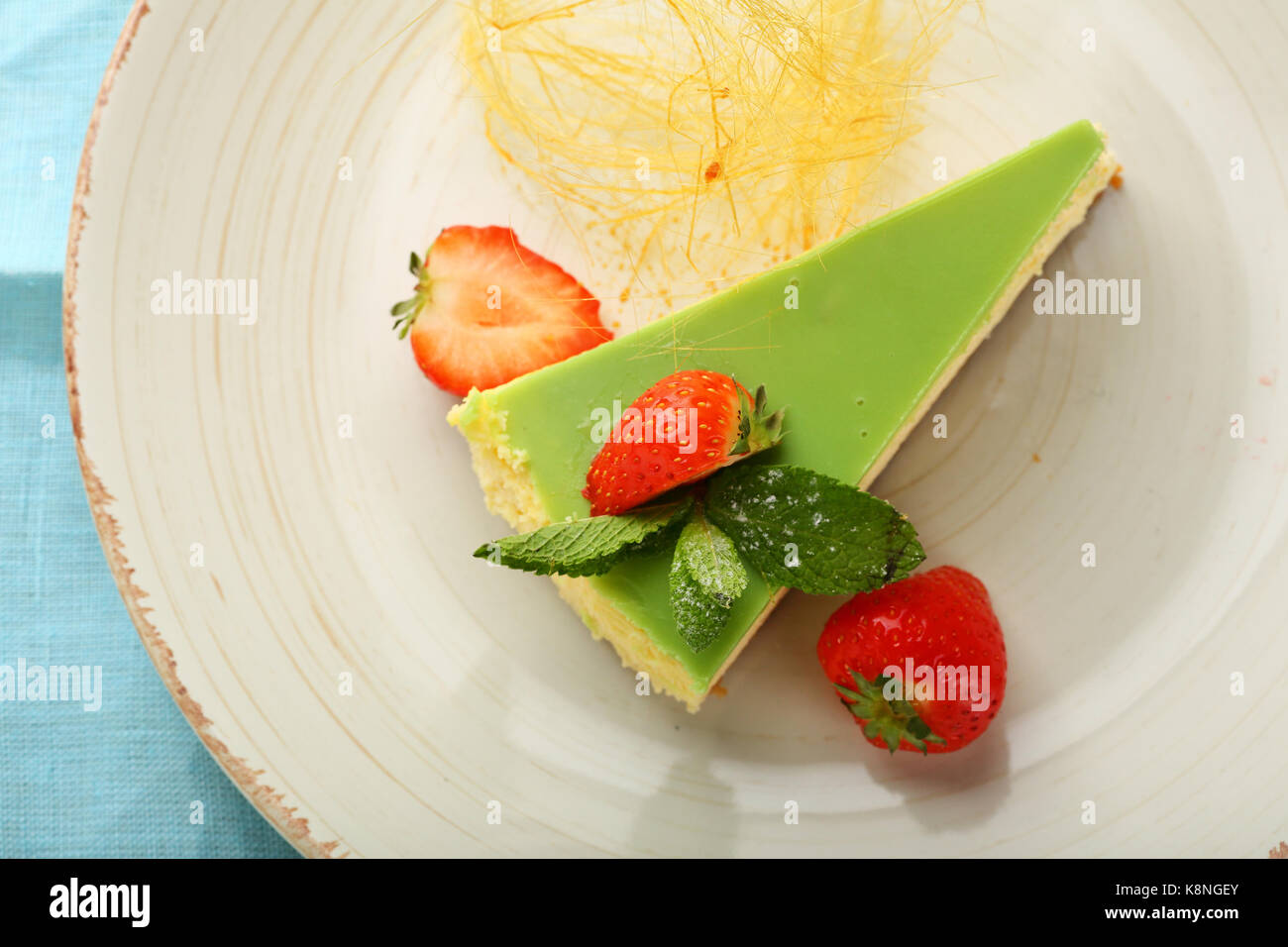 Summer cheesecake, food top view Stock Photo - Alamy