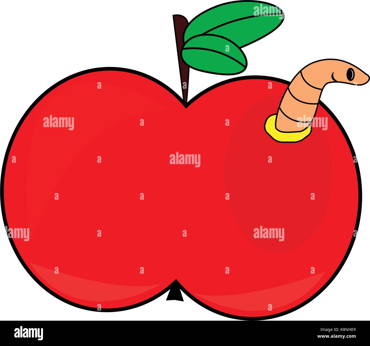 Cartoon apple with worm vector symbol icon design. illustration ...