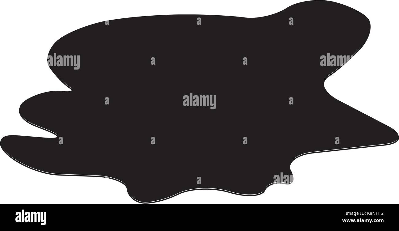 Puddle silhouette, black substance spill. stain, plash, drop. Vector ...