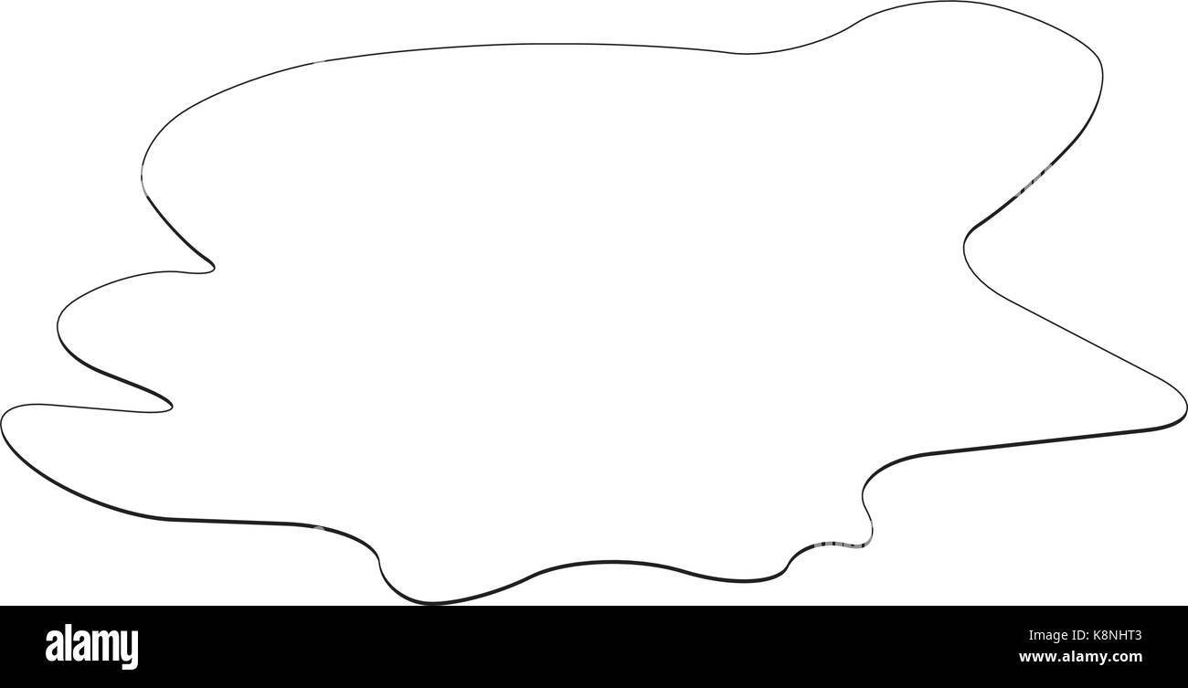 Puddle silhouette, black substance spill. stain, plash, drop. Vector ...