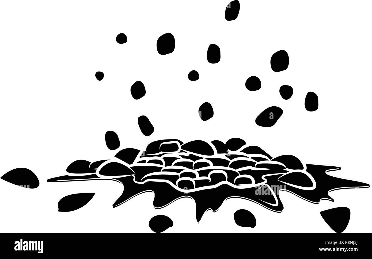 Pile of smashed ground, heap of soil - vector silhouette illustration ...