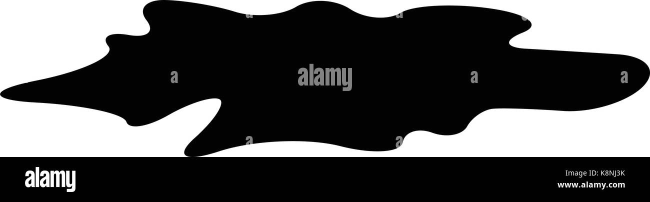 Puddle silhouette, black substance spill. stain, plash, drop. Vector ...