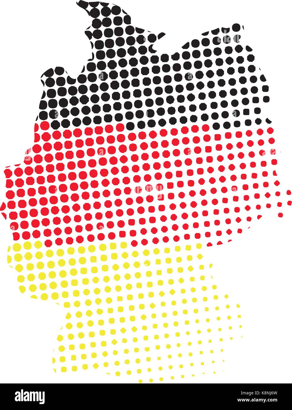 Germany map halftone vector symbol icon design. German flag color ...