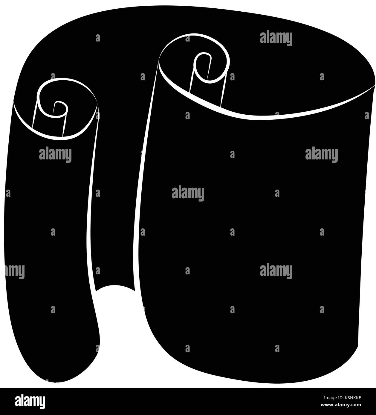 Paper scroll silhouette vector isolated on white background. Empty ...