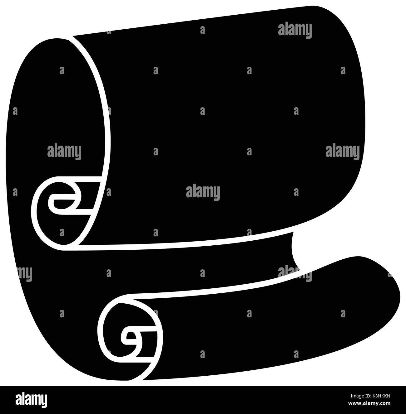 Paper scroll silhouette vector isolated on white background. Empty ...