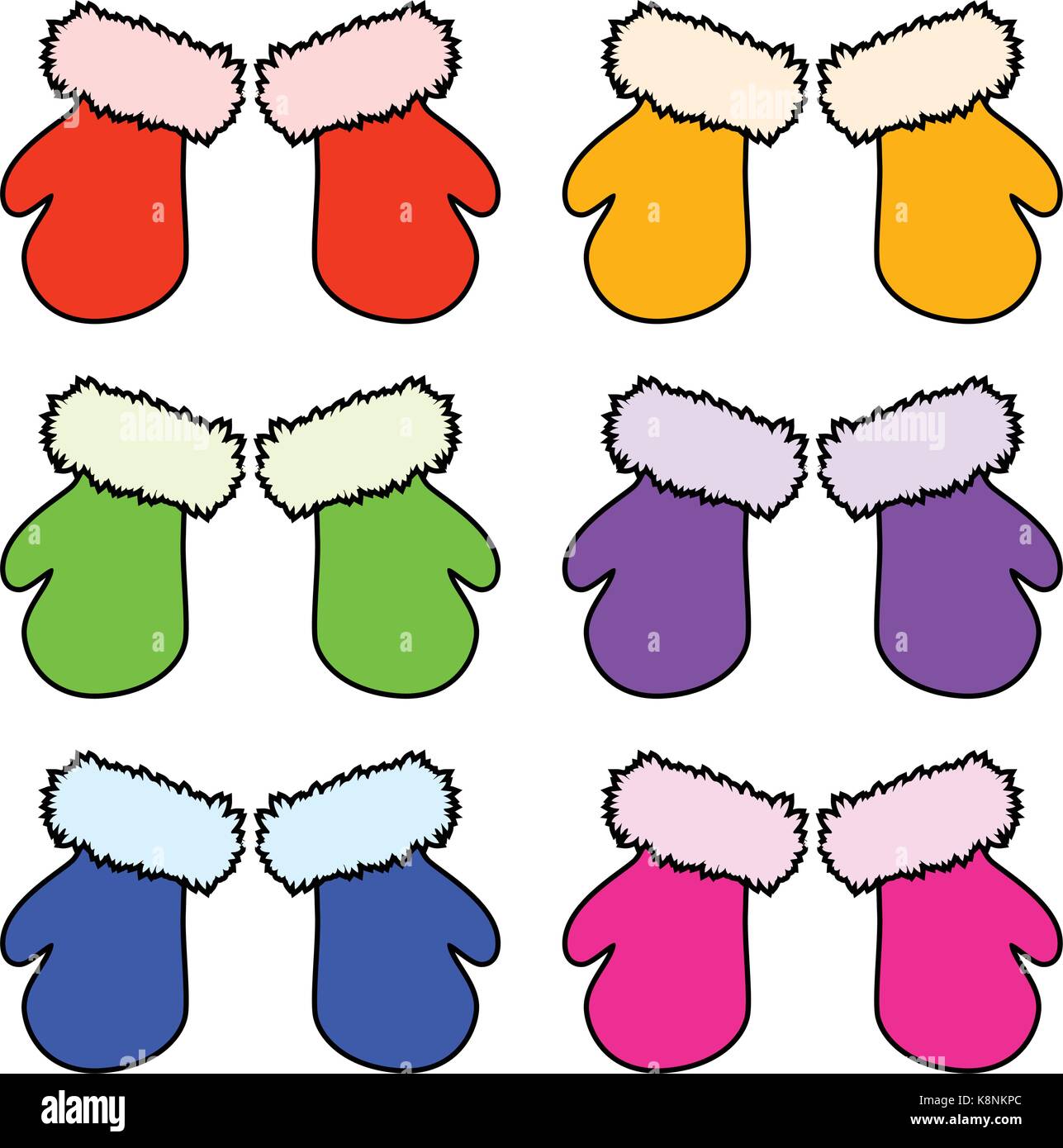 Pair Warm Mittens Icon Cartoon Stock Photos & Pair Warm Mittens Icon ...