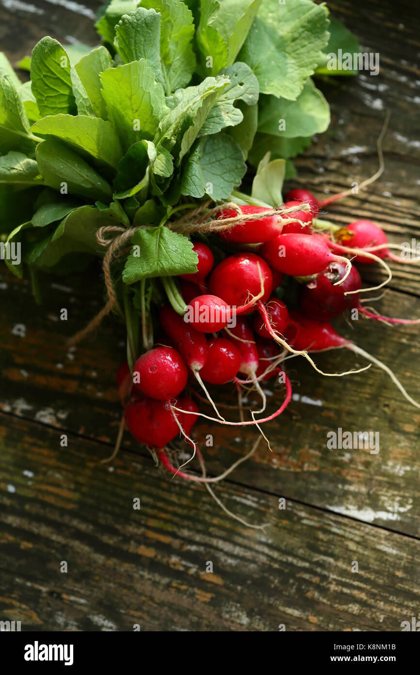 Bunch of radishes on wood, healthy food Stock Photo - Alamy