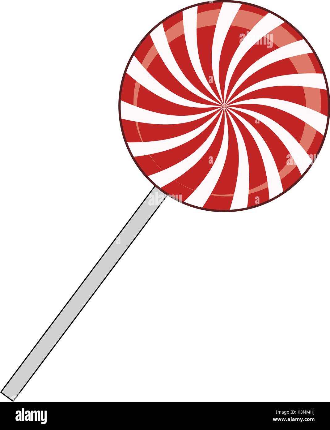 Lollipop striped in Christmas colours. Spiral sweet candy with red and ...