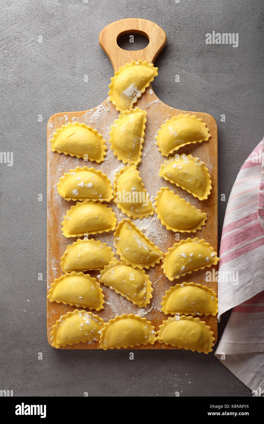 Pasta, ravioli uncooked top view Stock Photo - Alamy