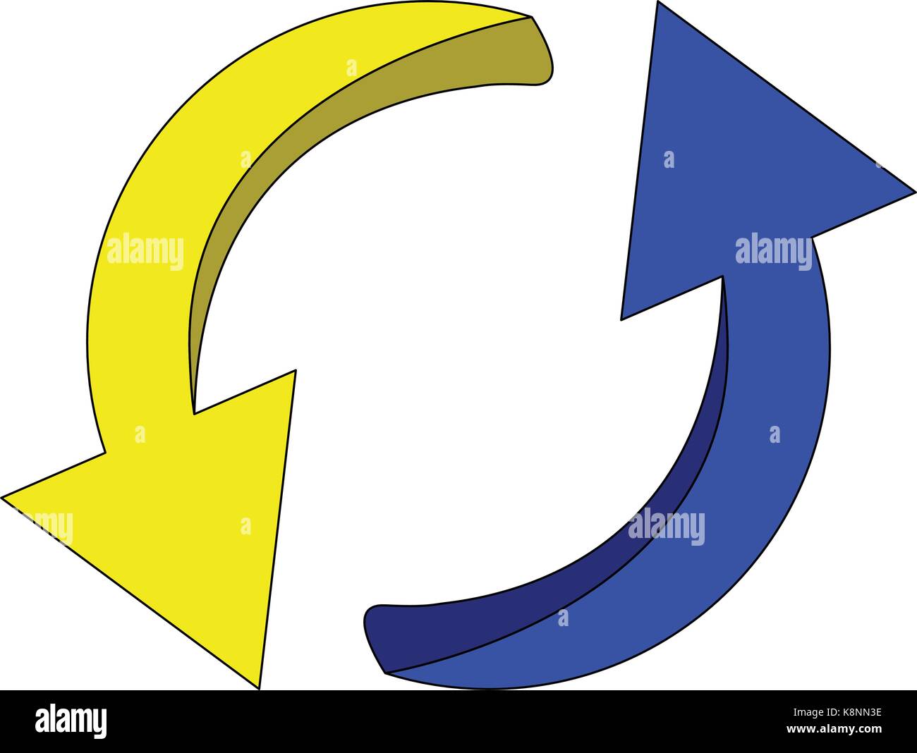 Arrow symbol, yellow blue icon clipart cycle business concept. Vector ...