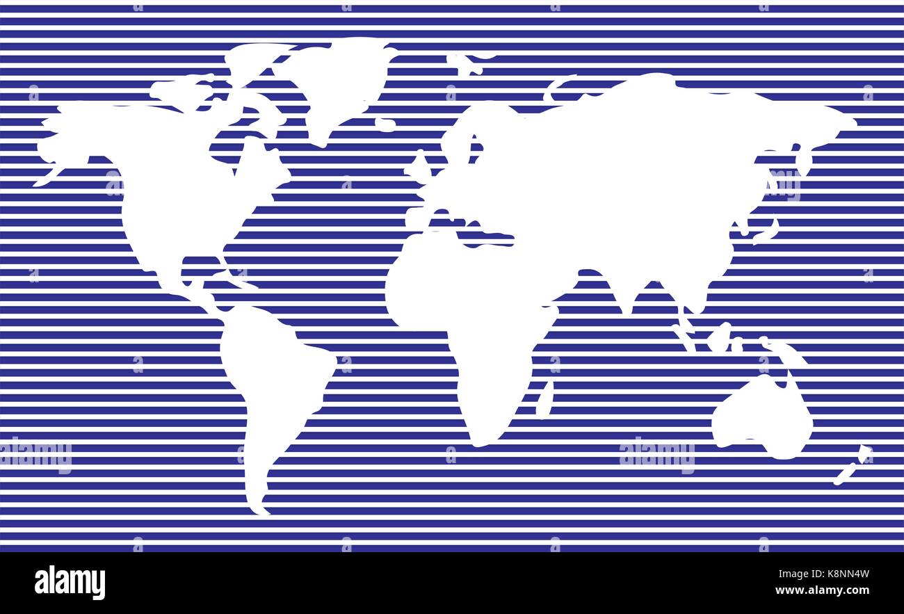 World map. horizontal stripes, bars - abstract vector background. Blue ...
