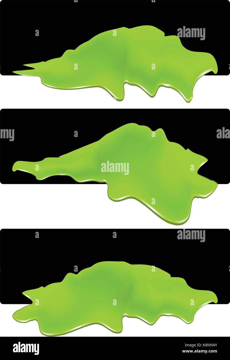 Puddle of toxic spill web banner. Green chemical stain, plash, drop ...