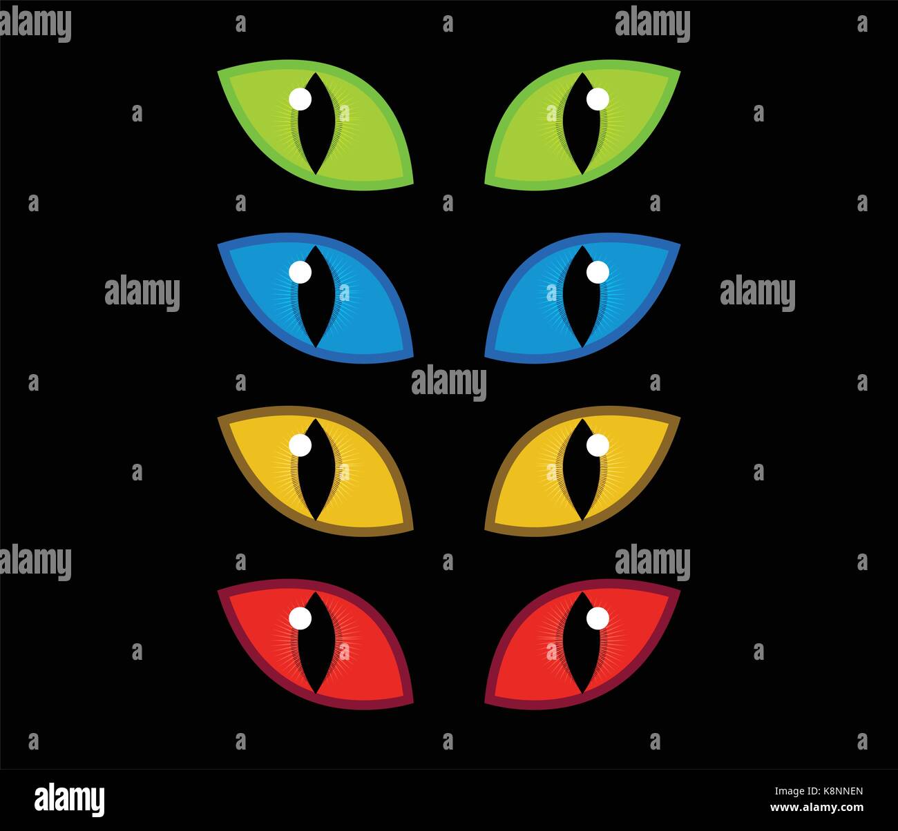 Halloween spooky eyes vector set isolated on black background ...