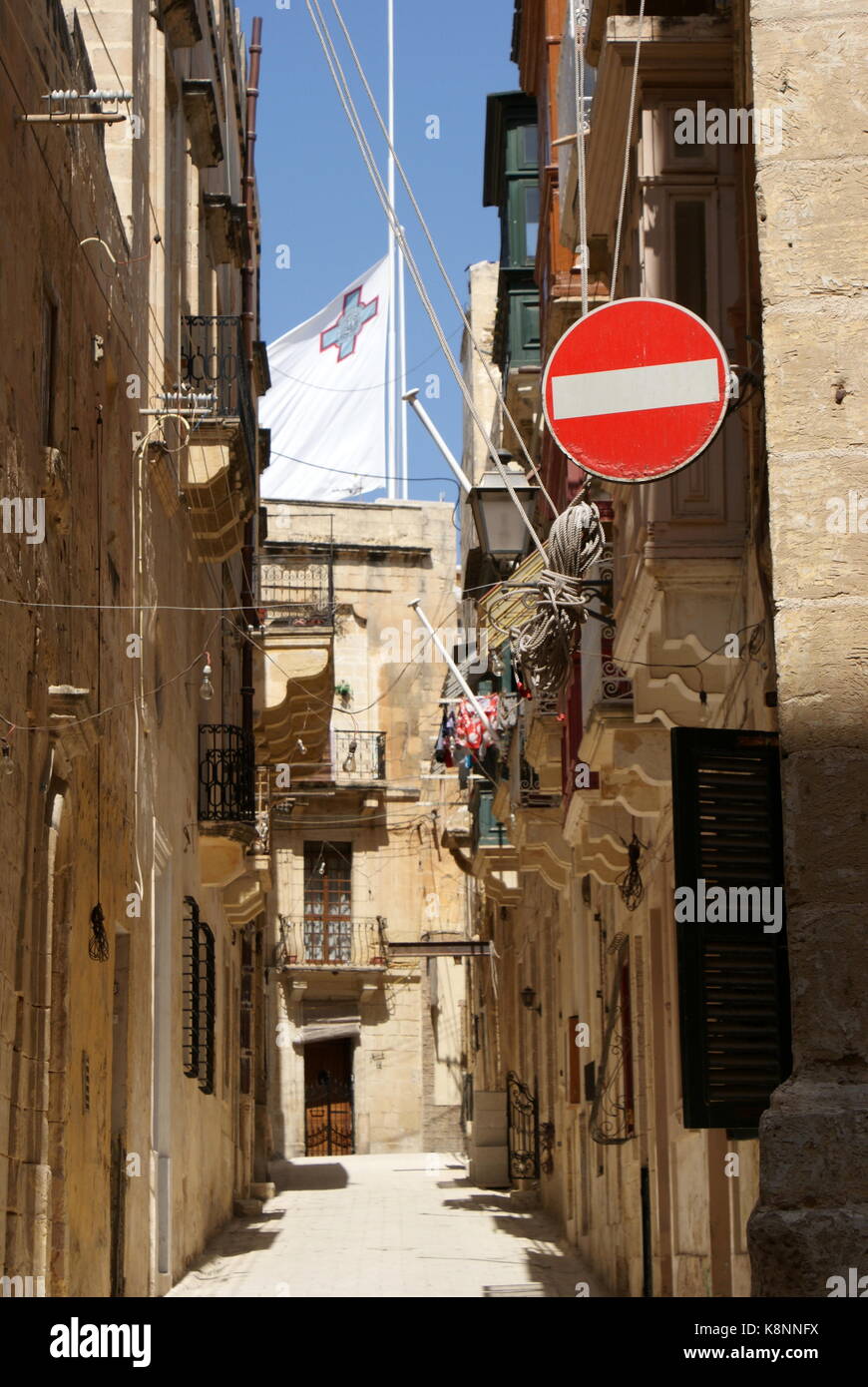 No entry sign in narrow street Birgu, Malta Stock Photo - Alamy