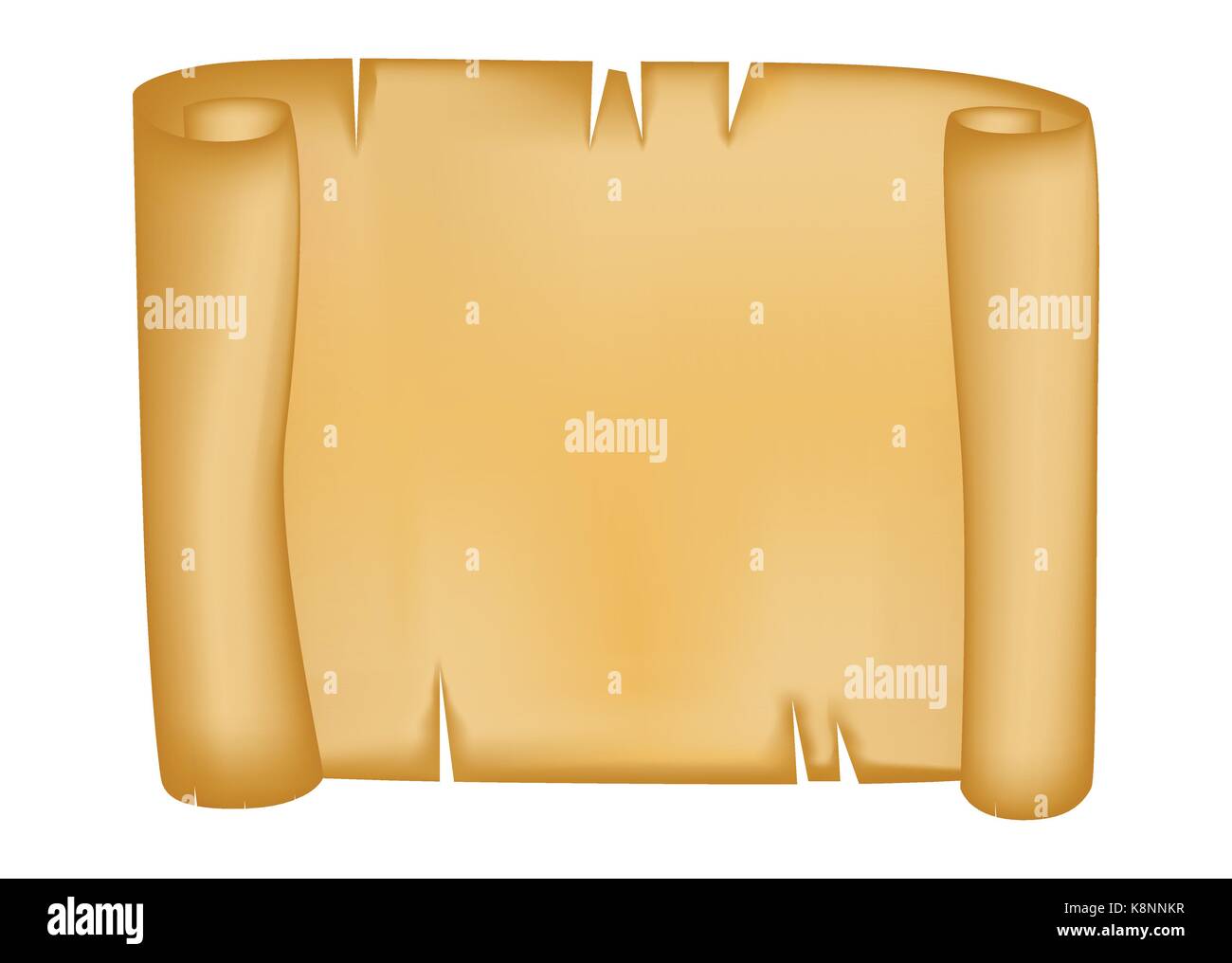 Paper scroll vector isolated on white background. Empty parchment rolled up scroll, old paper ...