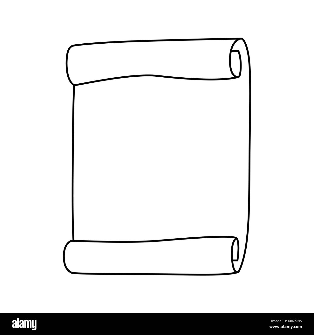 Paper scroll silhouette vector isolated on white background. Empty, blank parchment rolled up ...