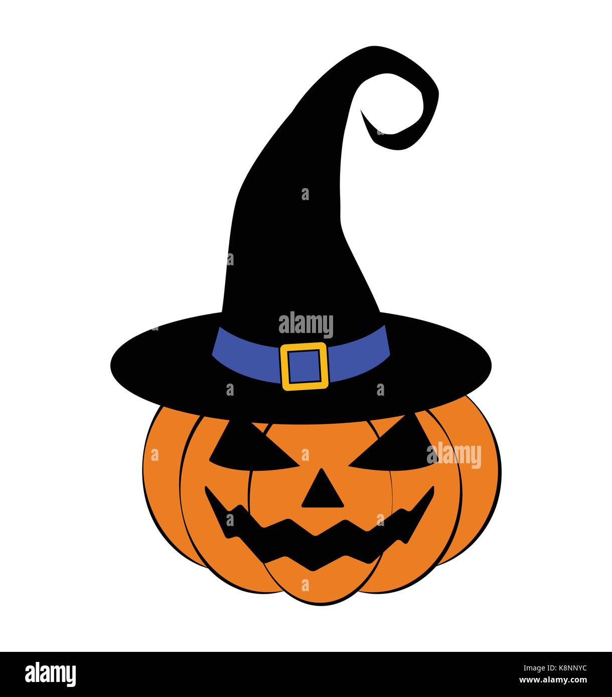 Halloween pumpkin in witches hat vector illustration, Jack O Lantern ...