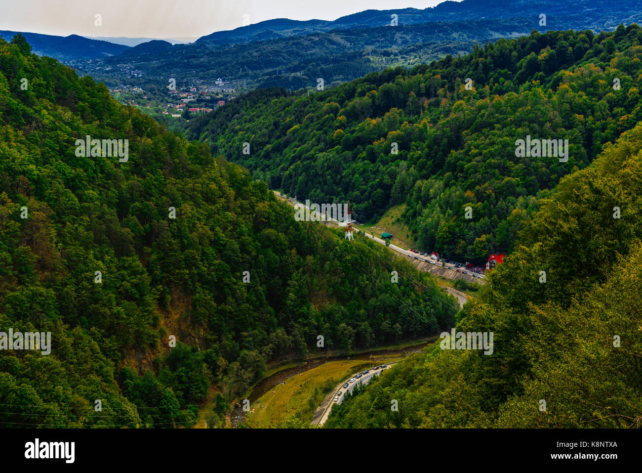 the valley of the Arges river seen from above Stock Photo - Alamy