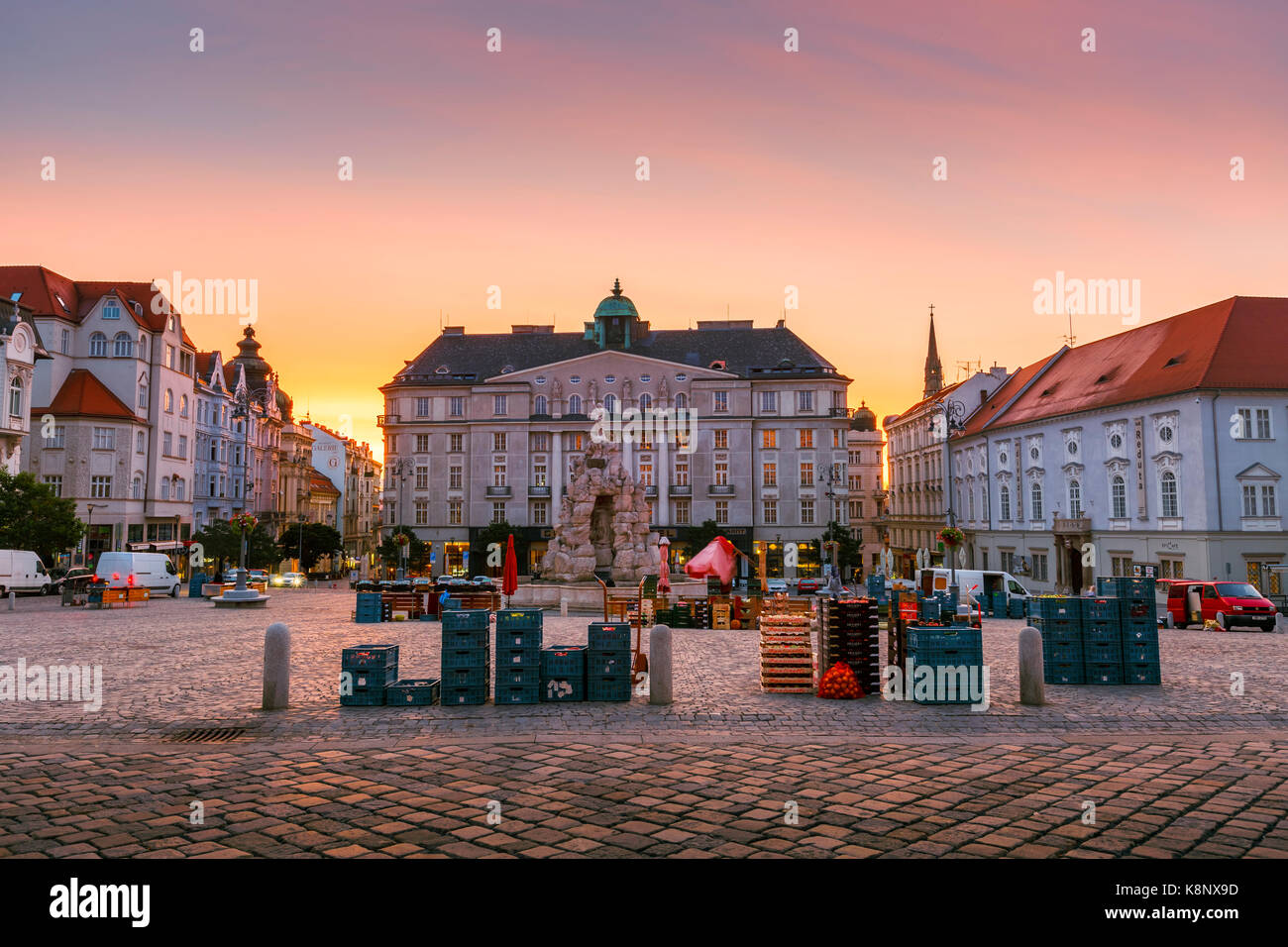 Cabbage Market square in the old town of Brno, Czech Republic Stock ...