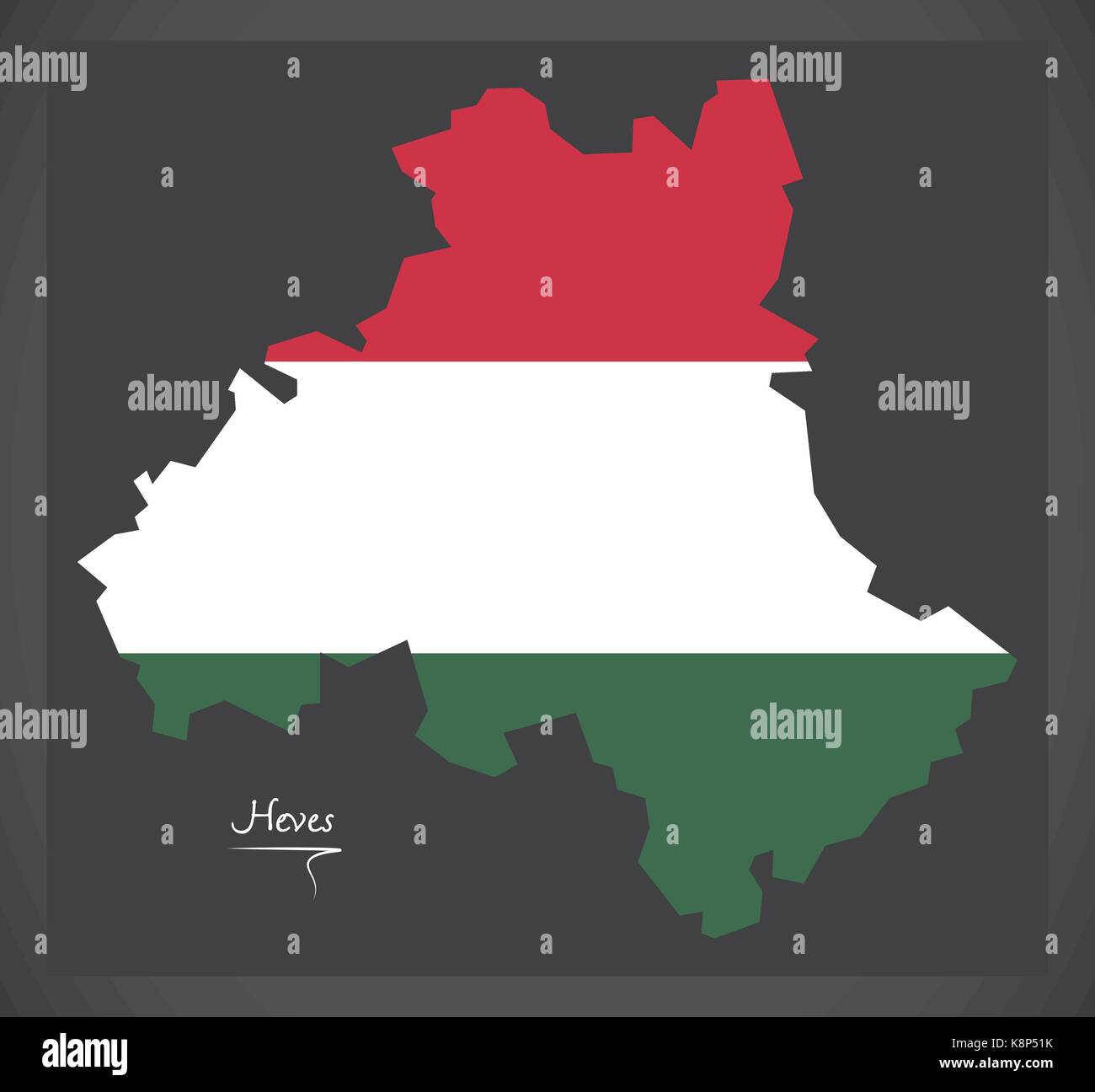 Heves map of Hungary with Hungarian national flag illustration Stock ...