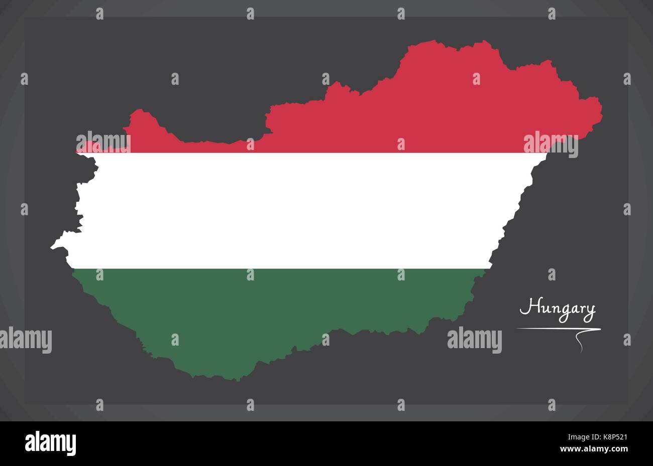 Hungary map with Hungarian national flag illustration Stock Vector ...
