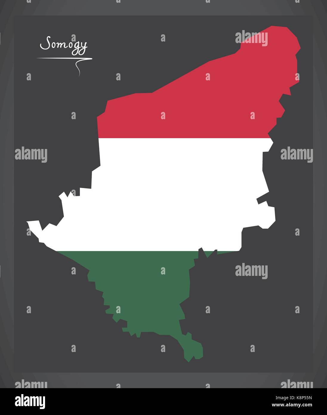 Somogy map of Hungary with Hungarian national flag illustration Stock ...