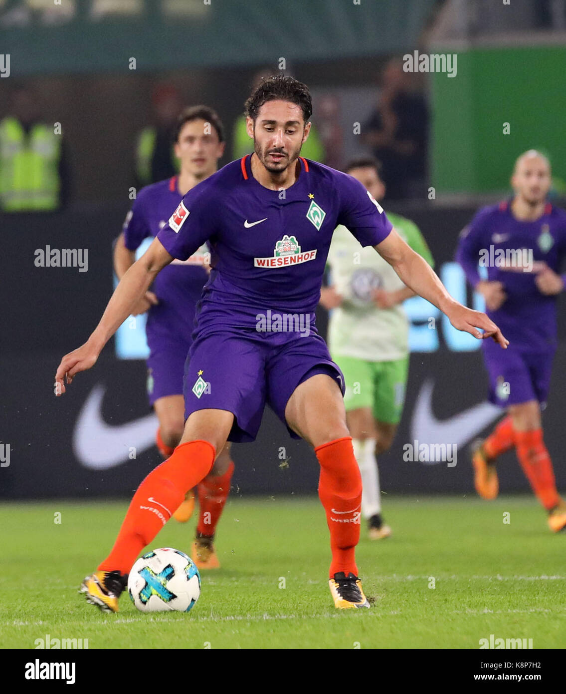Wolfsburg, Germany. 19th Sep, 2017. Werder's Ishak Belfodil in action ...