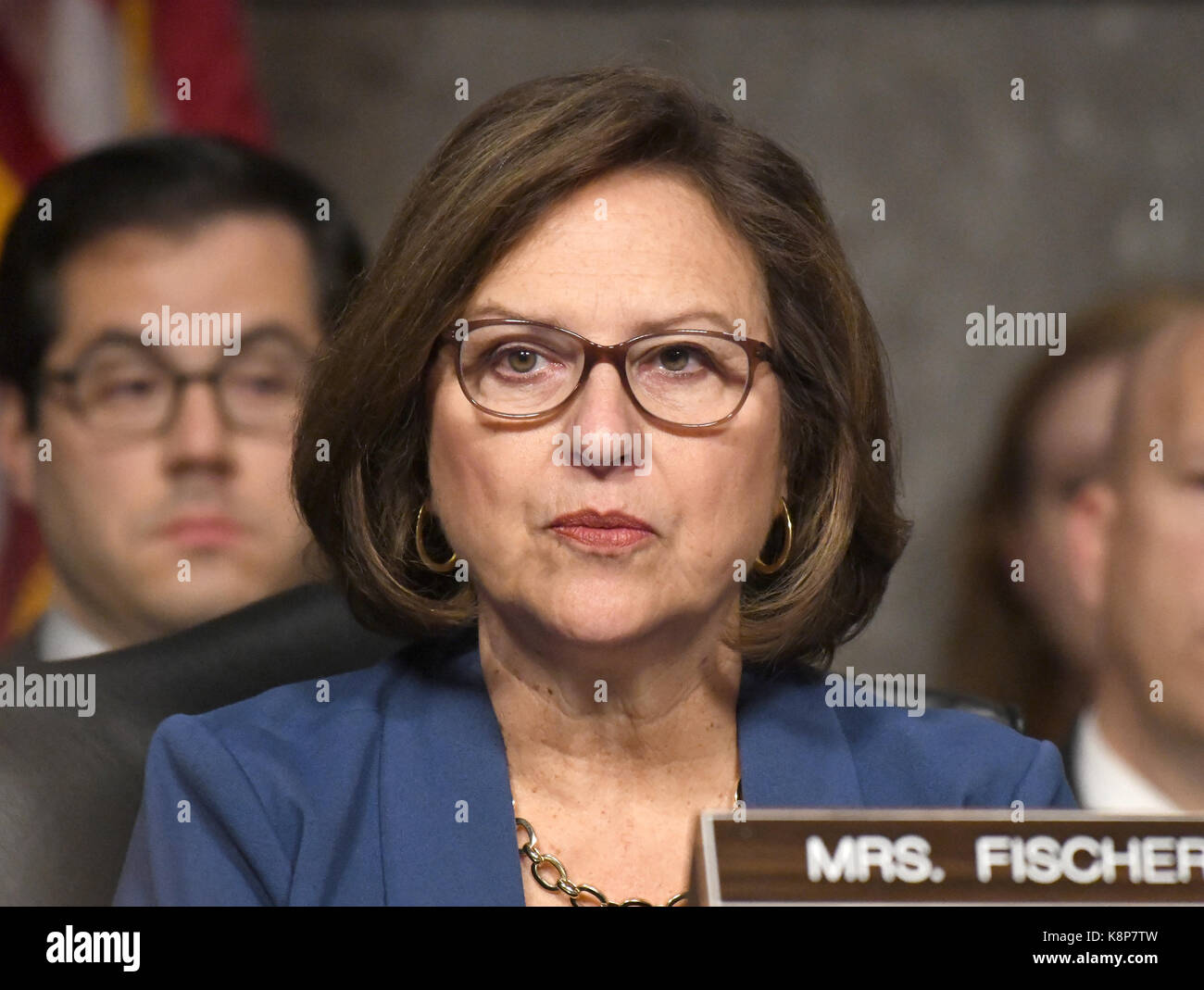 United States Senator Deb Fischer (Republican of Nebraska) listens to ...