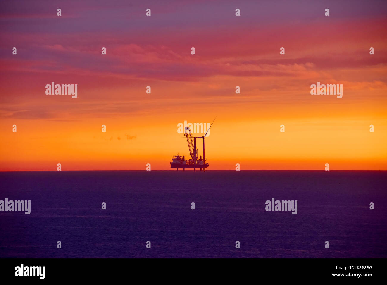 Floating offshore wind turbine with rig hi-res stock photography and ...