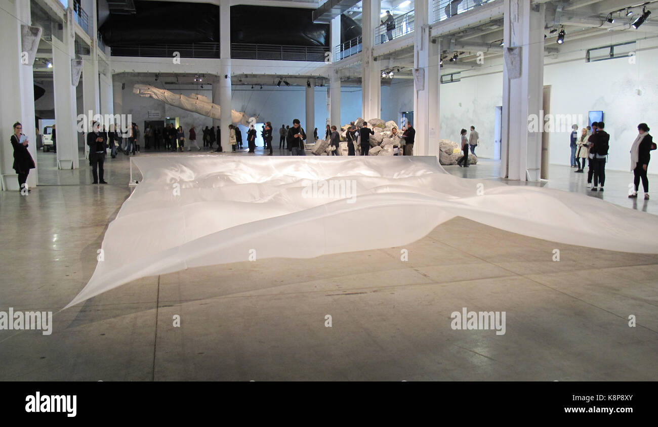 The installation "Wide White Flow" by artist Hans Haacke on show as ...