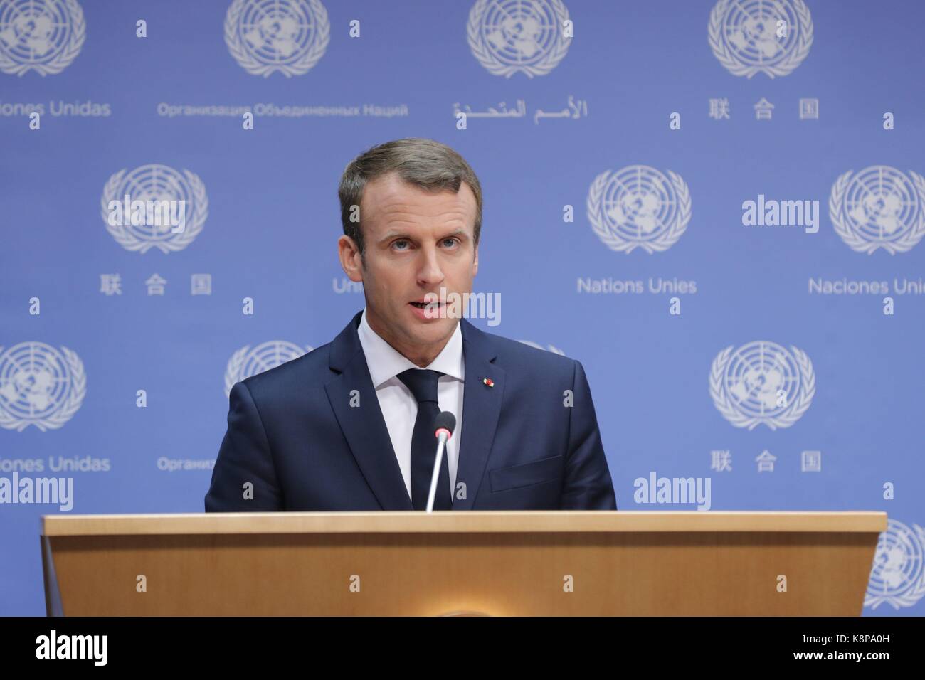 United Nations, New York, USA, September 19 2017 - Emmanuel Macron ...
