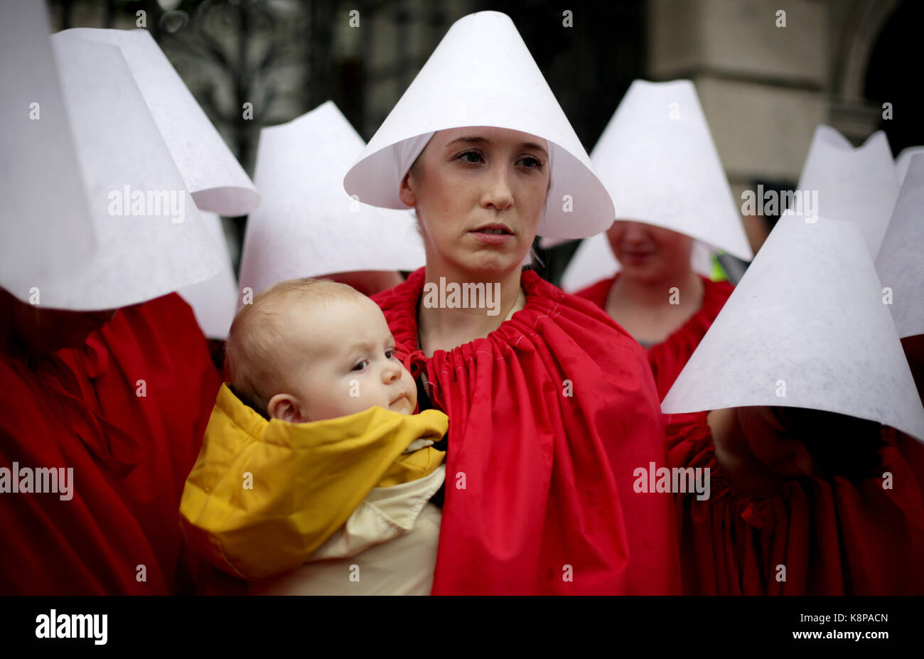 Dublin, Ireland. 20th September 2017. A group of ‘Handmaids’ including ...