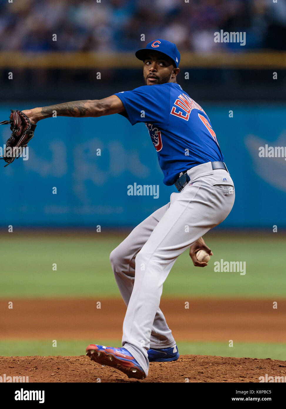 Tropicana Field. 19th Sep, 2017. Florida, USA- Chicago Cubs relief ...