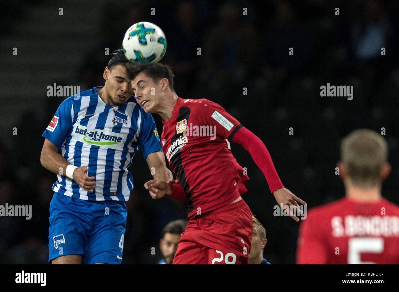 Berlin, Germany. 20th Sep, 2017. Hertha's Karim Rekik (L) and ...