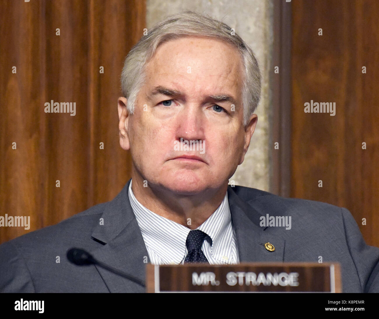 United States Senator Luther Strange (Republican of Alabama) listens to ...