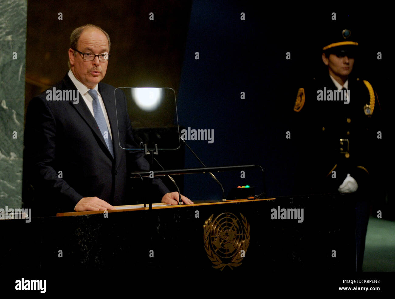 NEW YORK, NY - SEPTEMBER 19: Prince Albert II of Monaco addresses world ...