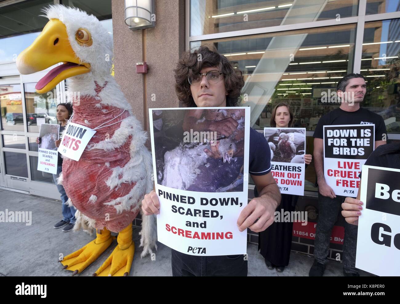 Los Angeles, California, USA. 20th Sep, 2017. PETA supporters and a ...