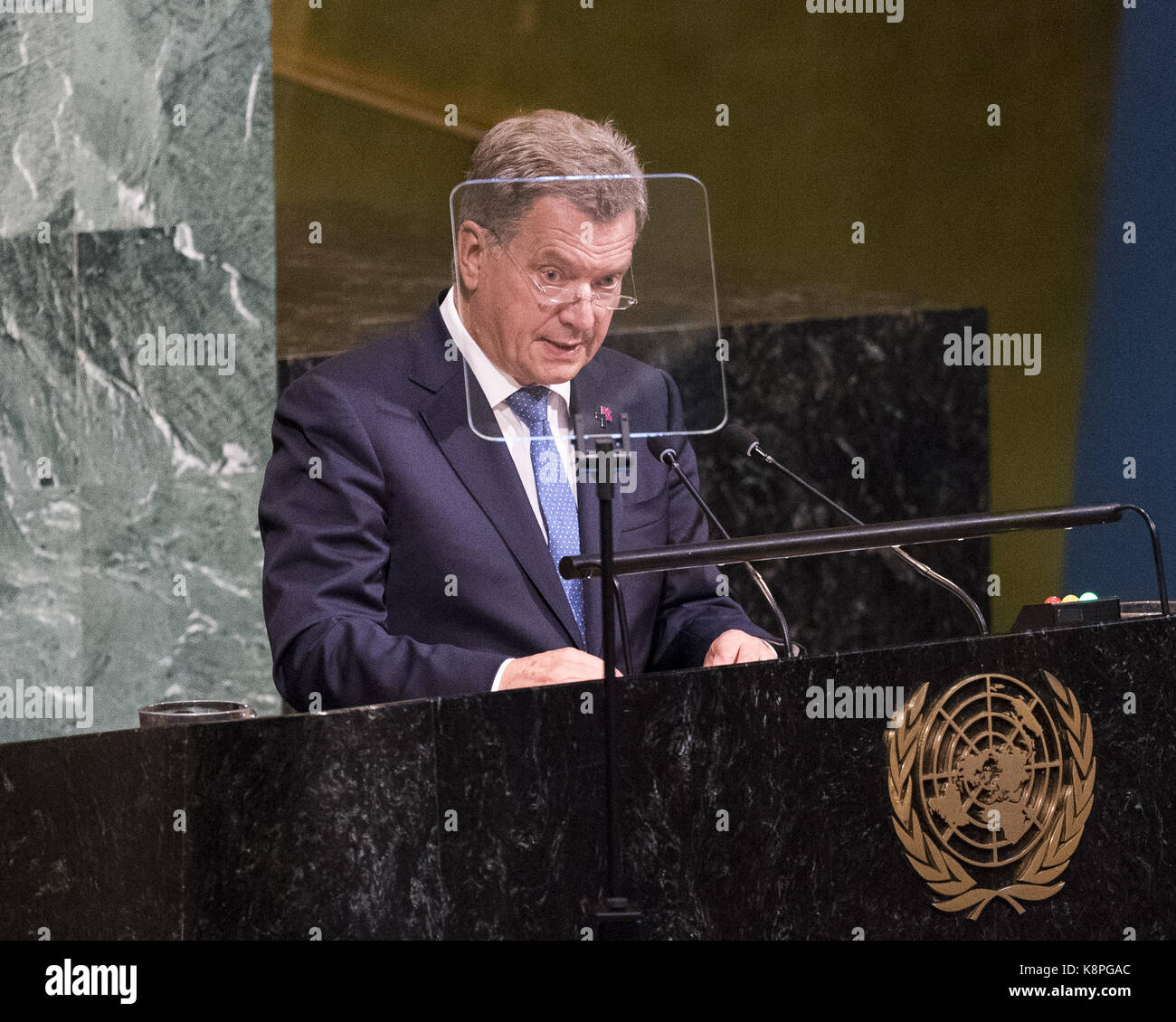 New York, NY, USA. 20th Sep, 2017. Sauli Niinisto, president of Finland ...
