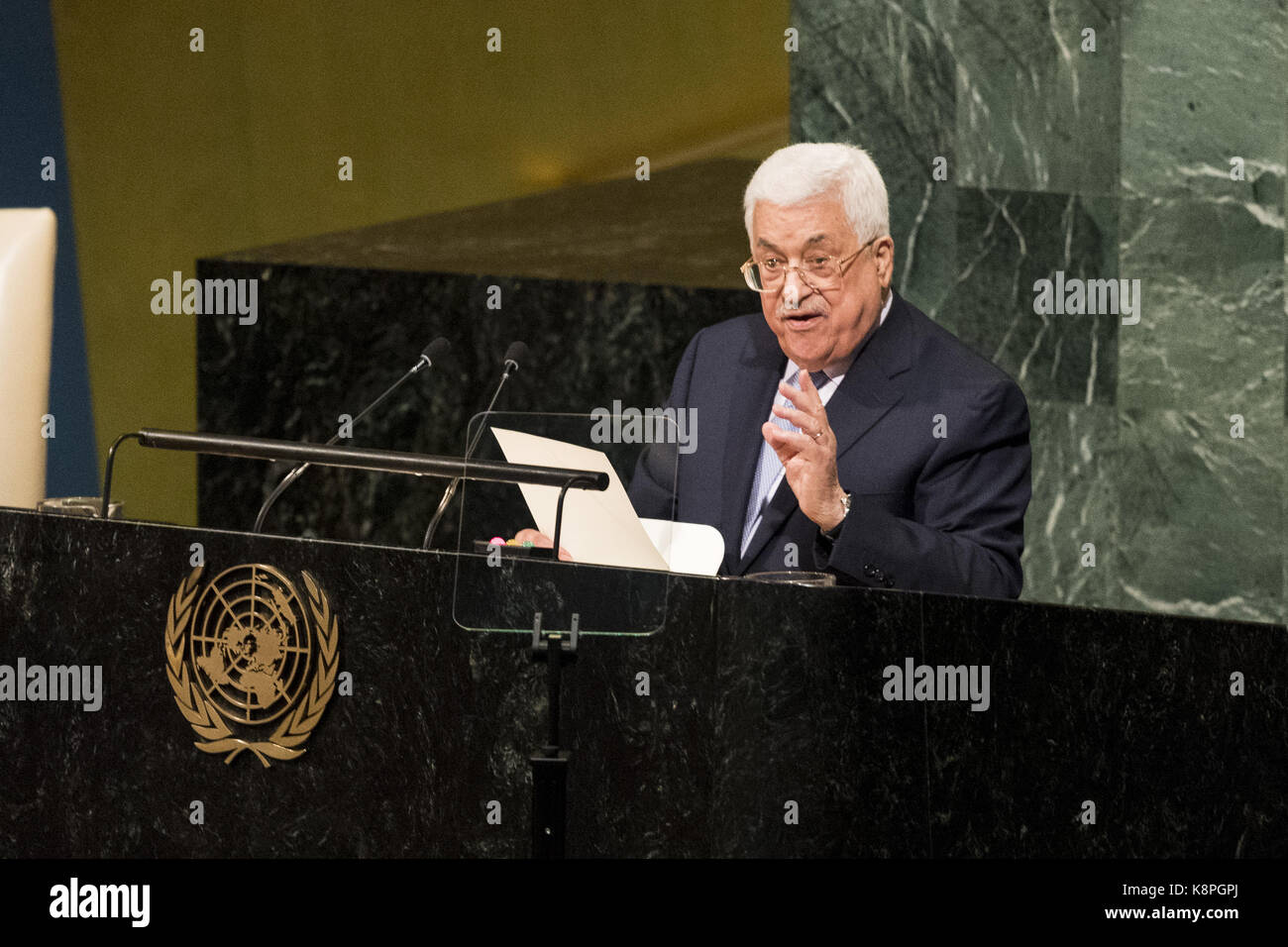 New York, NY, USA. 20th Sep, 2017. MAHMOUD ABBAS speaking at the ...