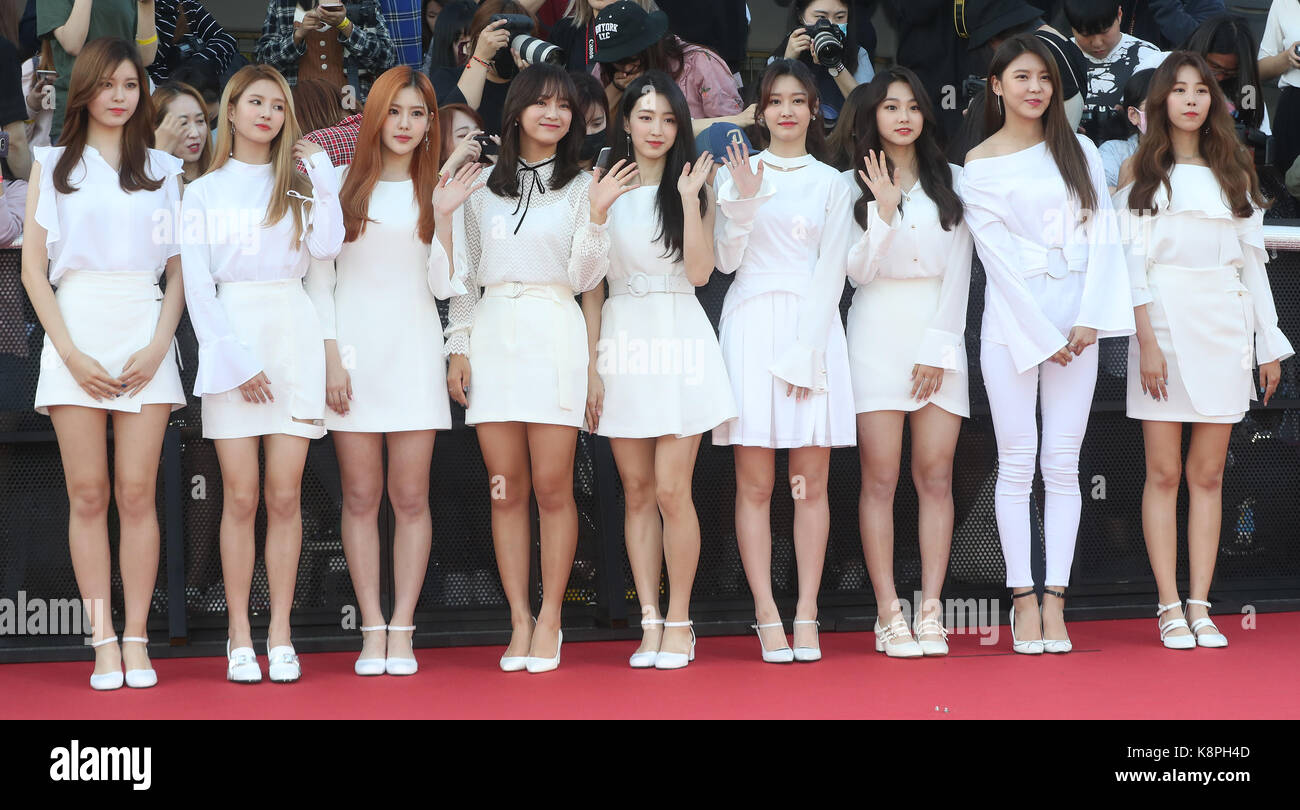 S. Korean girl group Gugudan South Korean girl group Gugudan walks the red carpet during the 1st ...