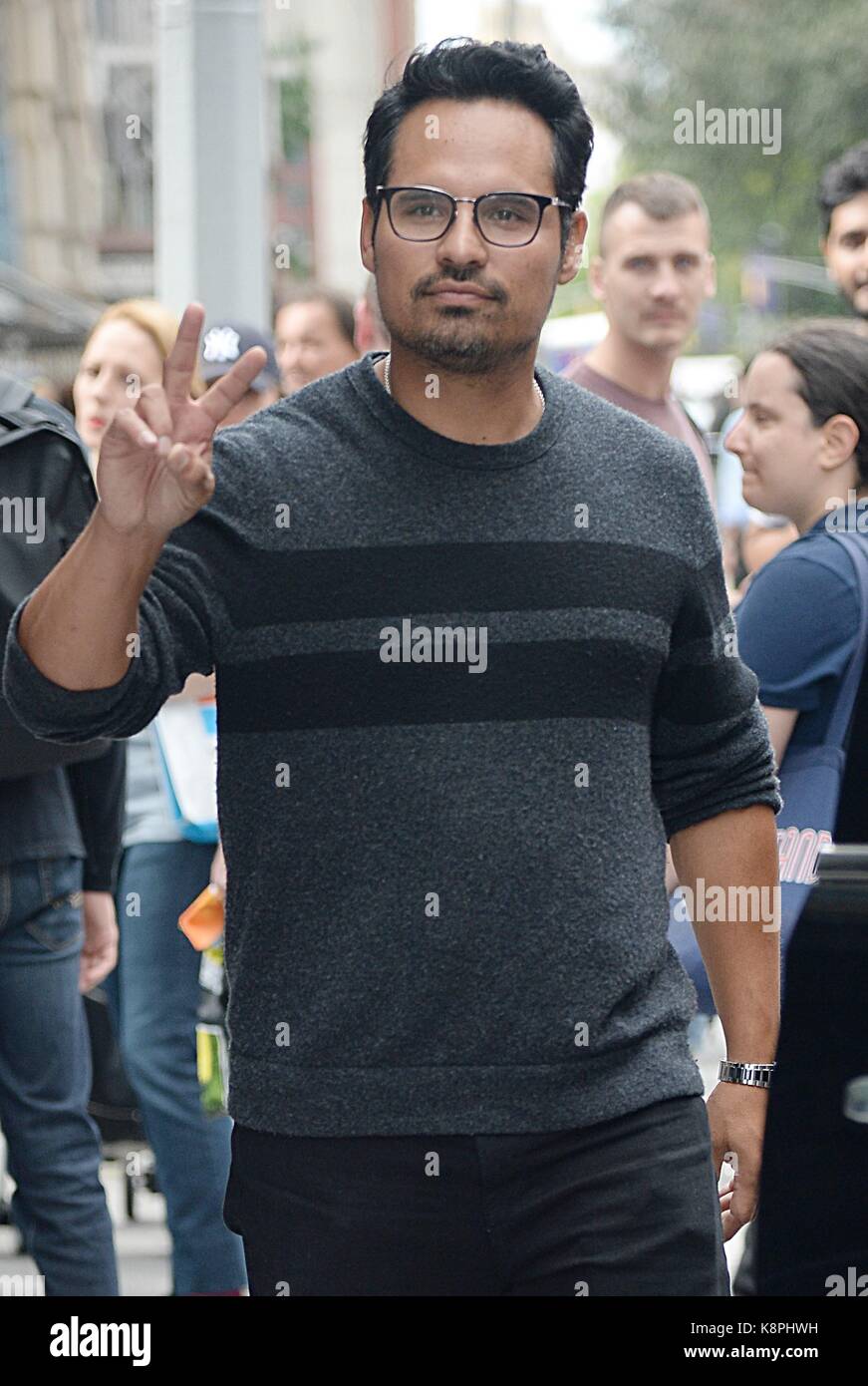 New York, NY, USA. 20th Sep, 2017. Michael Pena out and about for ...