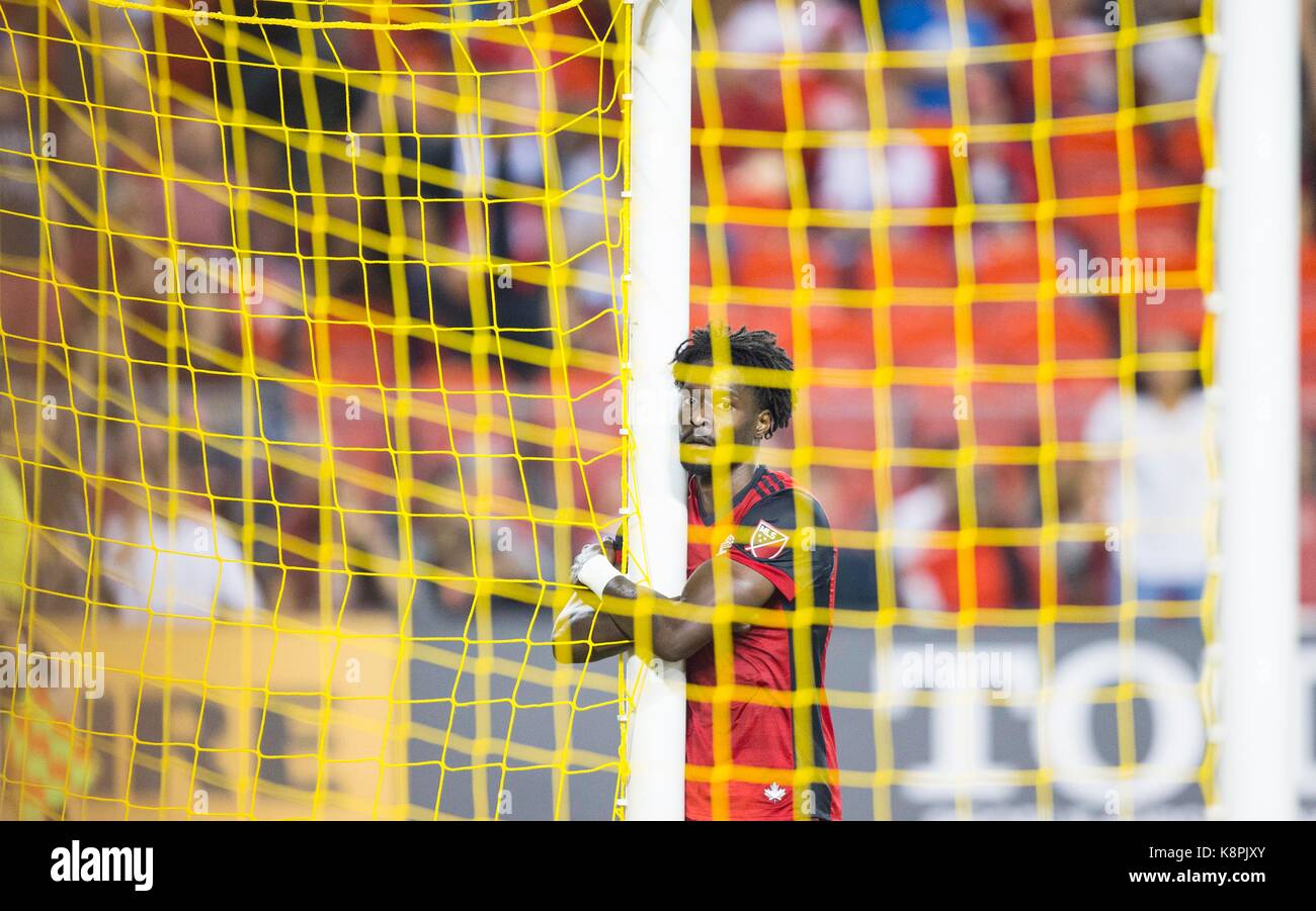 Toronto, Canada. 20th Sep, 2017. Tosaint Ricketts of Toronto FC reacts ...