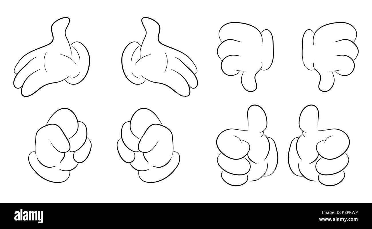 Image of cartoon human hand gesture set. Vector illustration isolated ...