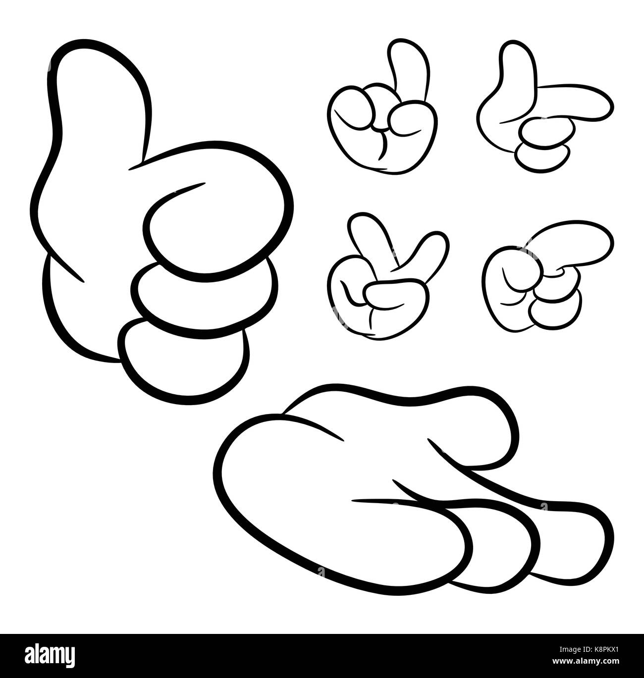 Image of cartoon human hand gesture set. Vector illustration isolated ...